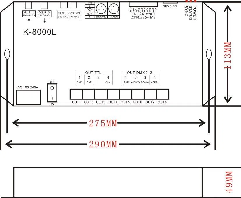 China K-8000L LED Light Controller for DMX RGB Light Strip ...